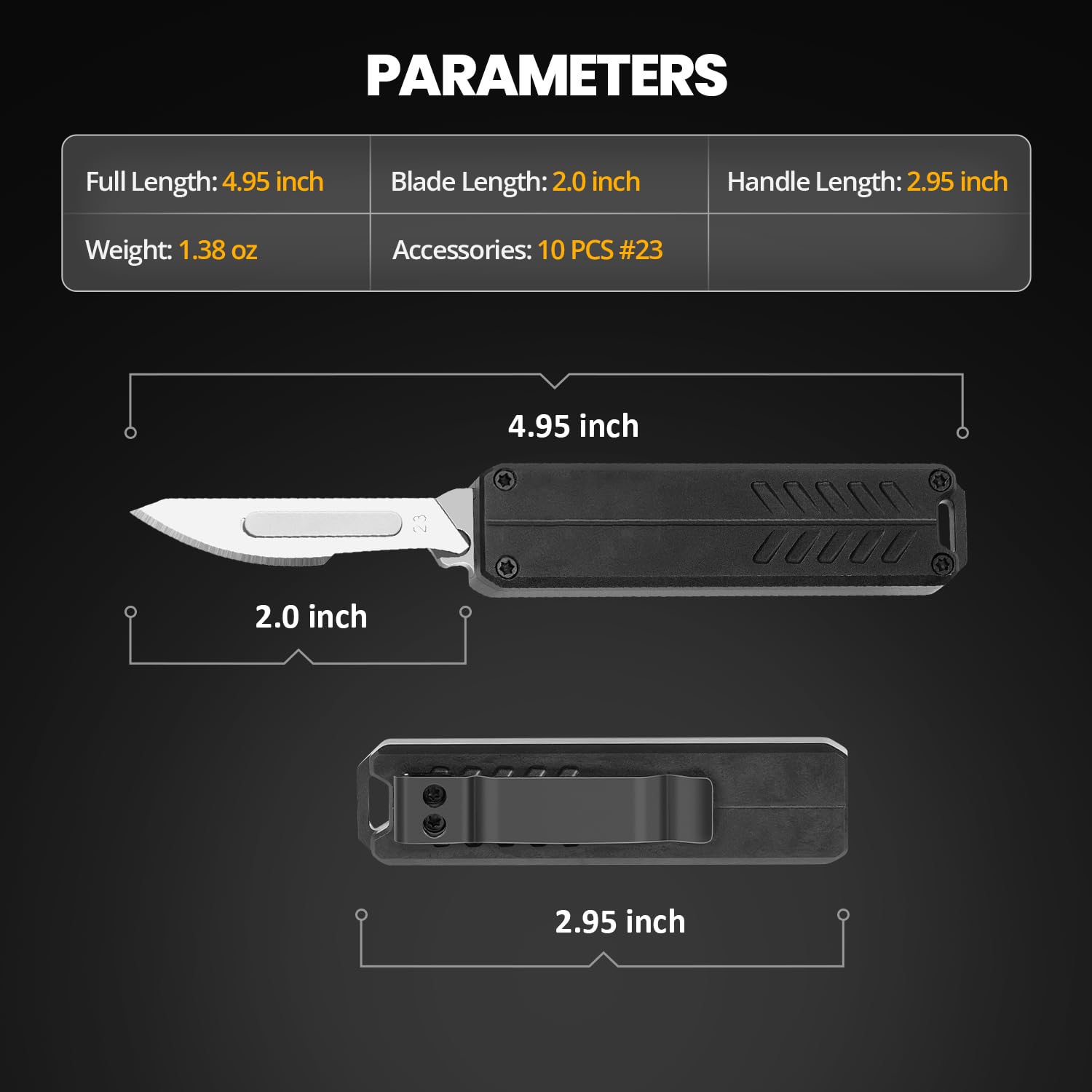 coldown Utility Knife, Pocket Knife with Clip, Box Cutter Knives, EDC Knife, Scalpel Knife, 10 Extra Carbon Steel Replacement Blades #23, Great EDC Gadget Gift for Men Women