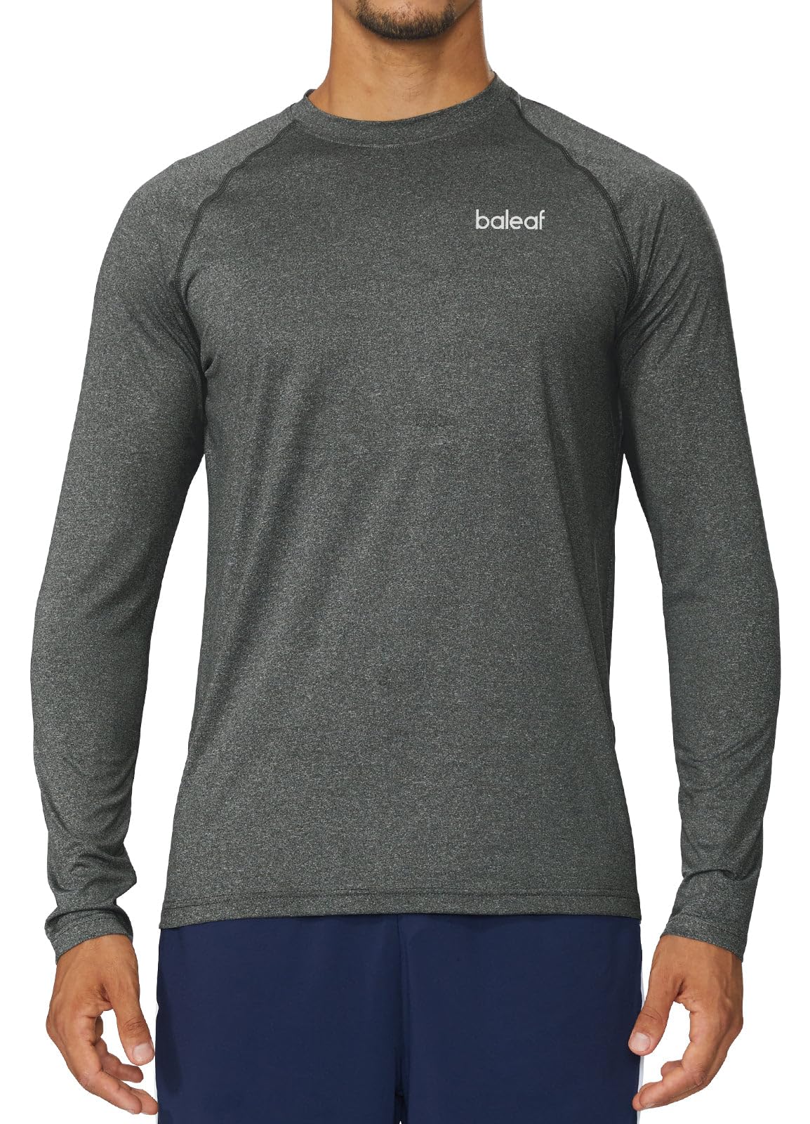 BALEAF Men's Long Sleeve Running Shirts Quick Dry Workout Shirts Athletic T-Shirts Lightweight Soft Fishing Tee Tops Blue Size M