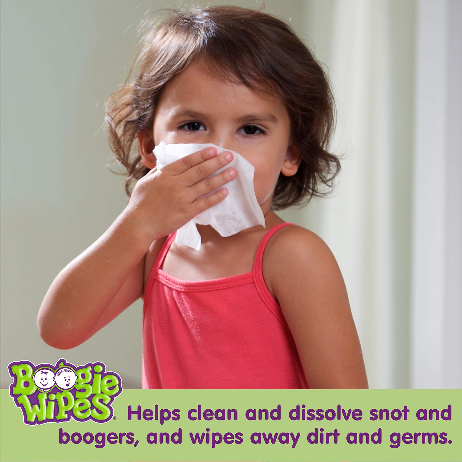Saline Nose Wipes by Boogie, for Baby & Kids, Face, Hand & Body, FSA/HSA Eligible, Made with Vitamin E, Aloe, and Natural Saline, Unscented, 90 Count (Pack of 1)