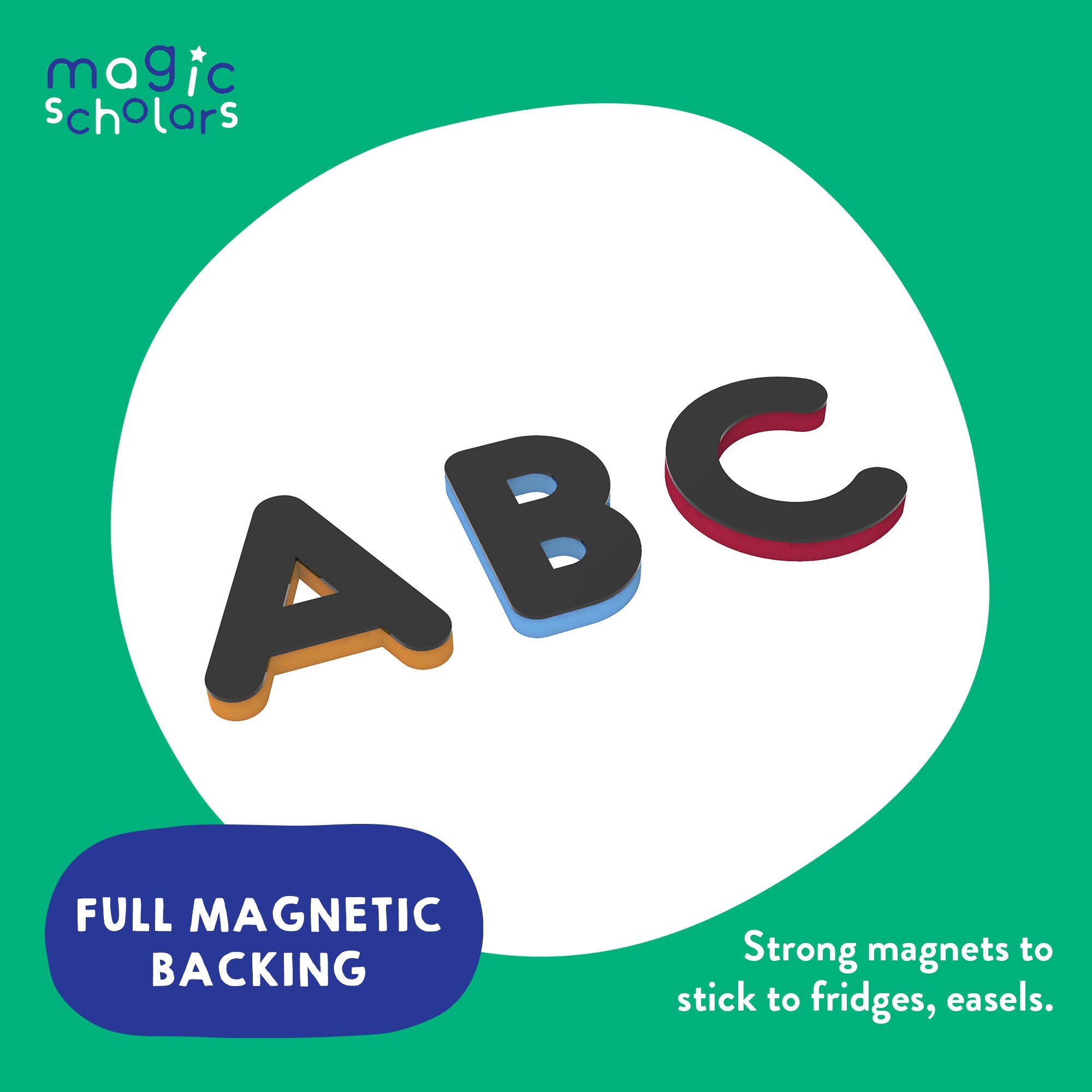 Magic Scholars ABC Magnetic Letters for Toddlers (3+ Years) 130 Pcs Alphabet Magnets and Magnetic Numbers Gift Set, Large Letter Magnets for Fridge, ABC Magnets Educational Toy