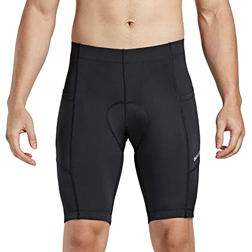BALEAF Padded Bike Shorts for Men Cycling Shorts Padding Pockets UPF 50+ Black M