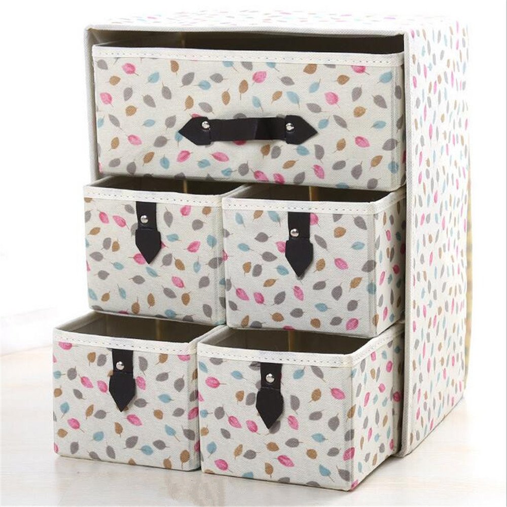 PILER Foldable Storage Box Bra Underwear Closet Organizer Drawer Divider Kit Set of 5 Dark Containers Divider with Drawers (blue)
