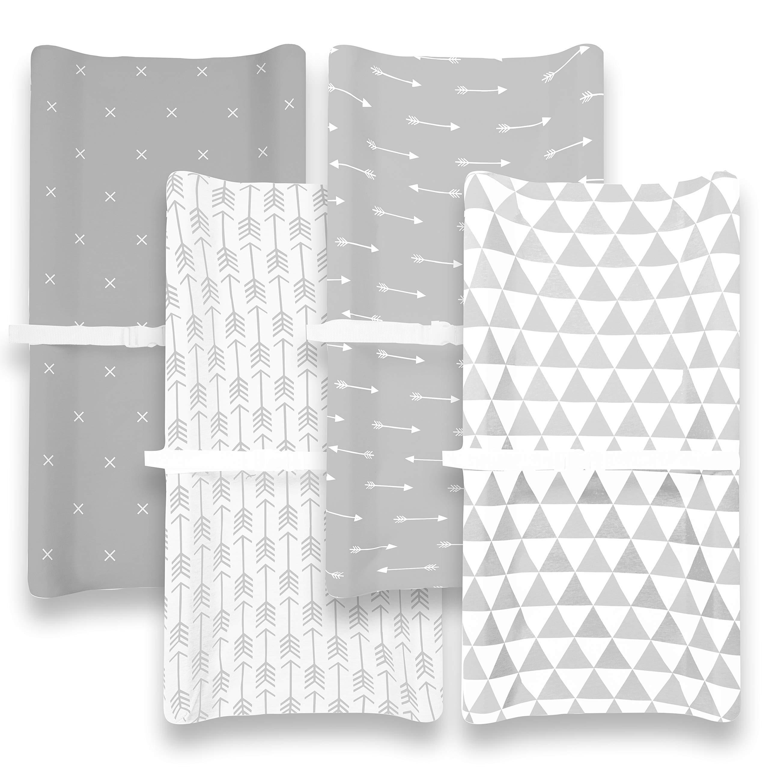 Changing Pad Cover β Premium Baby Changing Pad Covers 4 Pack β Boy or Girl Changing Pad Cover β Pure Jersey Machine Washable Grey & White Changing Table Cover β Diaper Changing Pad Cover Sheets
