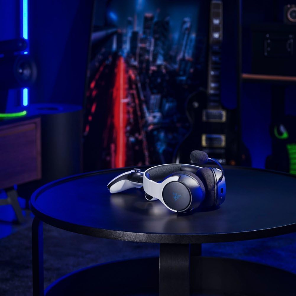 Razer Kaira Dual Wireless Gaming Headset for PlayStation 5 / PS5, PC, Mobile, PS4: Triforce 50mm Drivers - HyperClear Cardioid Mic - 2.4GHz and Bluetooth w/SmartSwitch - EQ Toggle - White/Black
