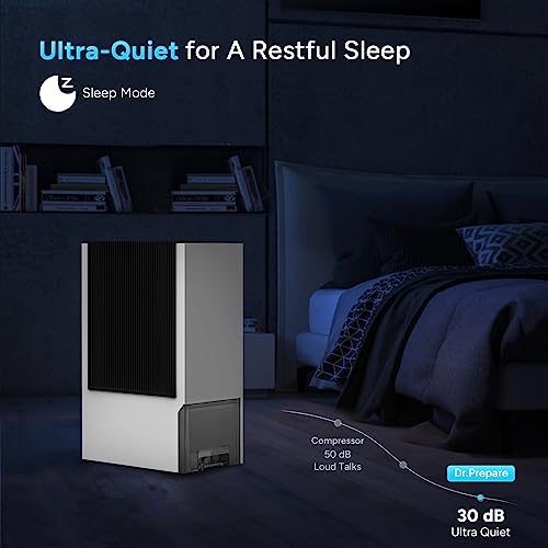 Dr. Prepare Dehumidifier for Home, 101 oz (3L)/24H Dehumidifier with Drain Hose, 2 Working Modes with Timer, Ultra Quiet Dehumidifier, Auto Shut Off, Portable for Bathroom, Basement, RV, Office, Boat