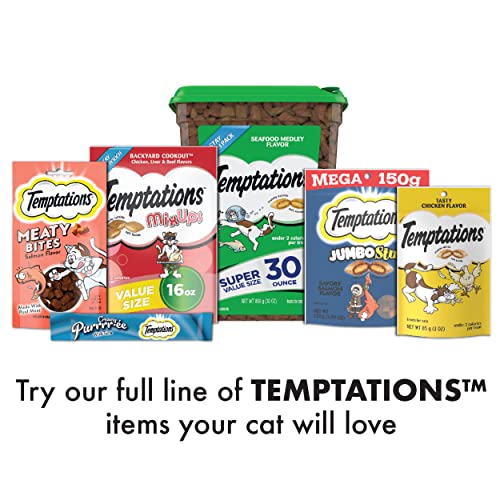 TEMPTATIONS Indoor Care Crunchy and Soft Cat Treats, Chicken Flavor, 4.9 oz. Pouch (Pack of 10)
