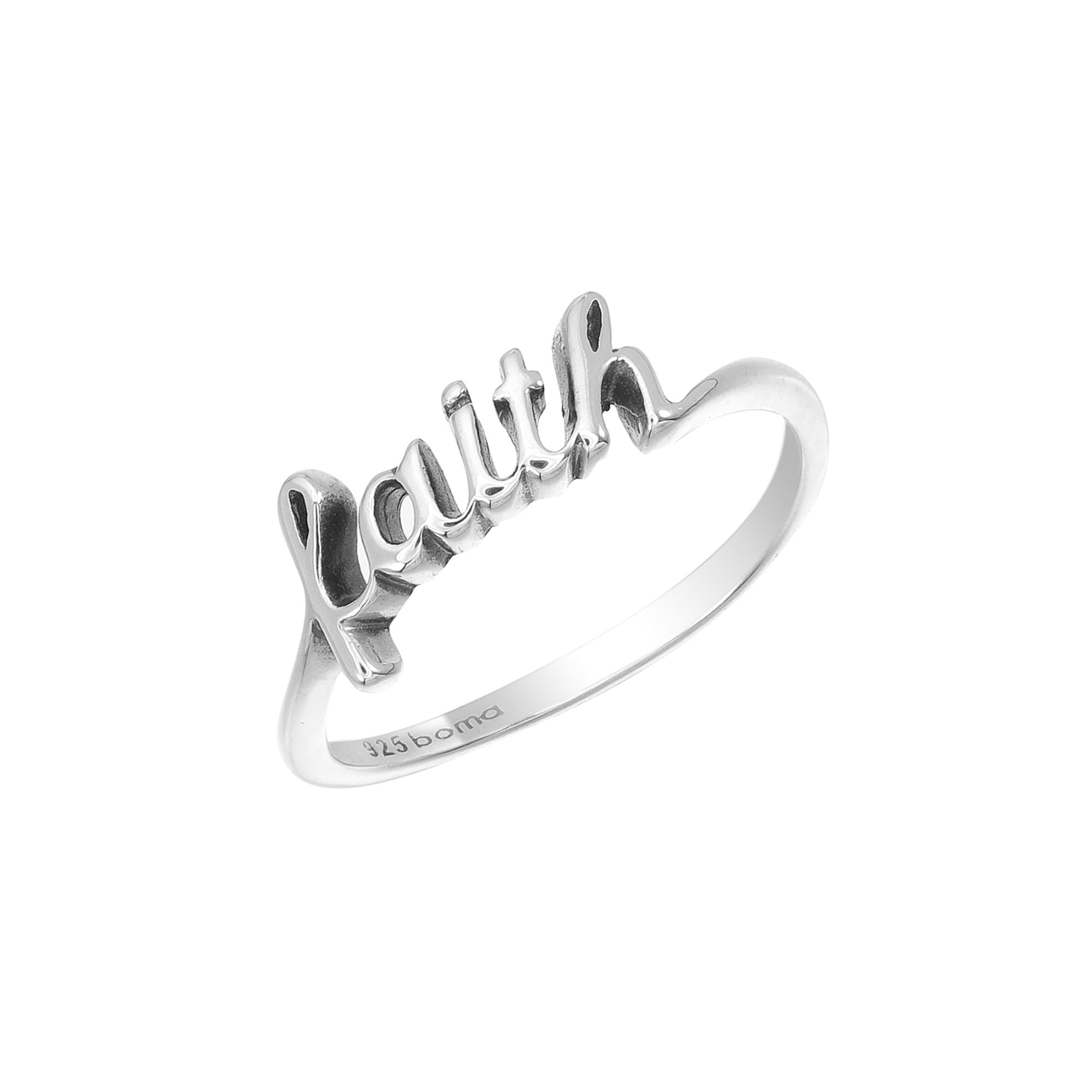 Boma Jewelry Sterling Silver Faith Script Ring, Size 7