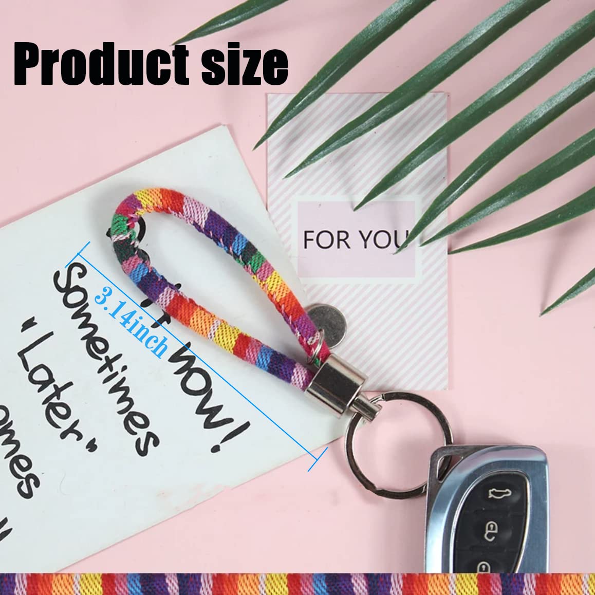 Boho Keychains for Women,10 PCS Handmade Surfer Lace Key Chains Women Cute Hippie Festival Decorative Accessories Short Landyard with Key Ring
