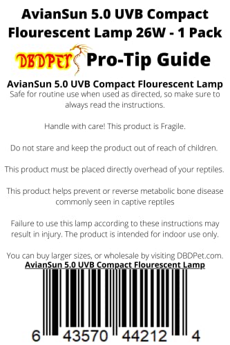DBDPet Zoomed AvianSun 5.0 UVB Compact Flourescent Lamp 26W (1 Pack) - Includes Attached Pro-Tip Guide