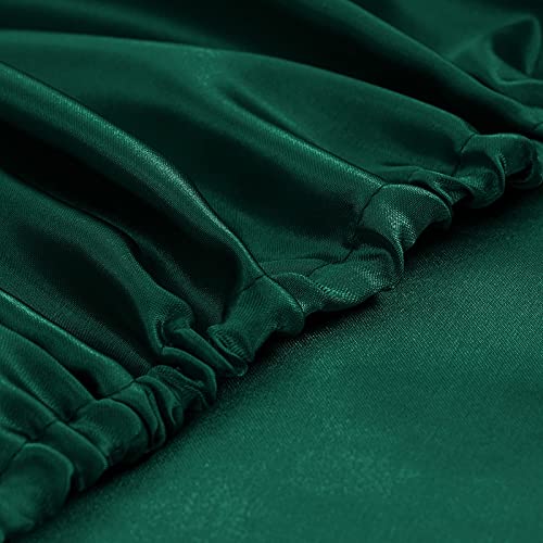 Homiest 4pcs Satin Sheets Set Luxury Silky Satin Bedding Set with Deep Pocket, 1 Fitted Sheet + 1 Flat Sheet + 2 Pillowcases (Queen Size, Blackish Green)