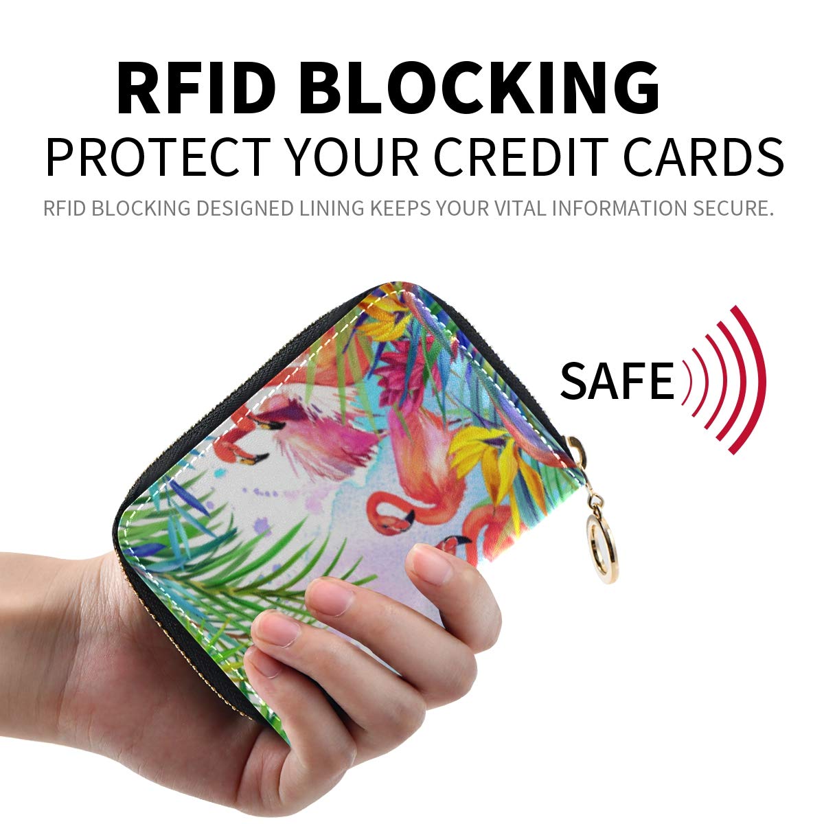 MOYYO RFID Credit Card Holder Case Vintage Sea Turtle Leather Printed Zipper Card Case Wallet for Women Girls