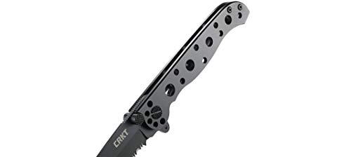 CRKT M16-10KS EDC Folding Pocket Knife: Everyday Carry, Black Serrated Edge Blade, Tanto, Frame Lock, Stainless Steel Handle, Reversible Pocket Clip
