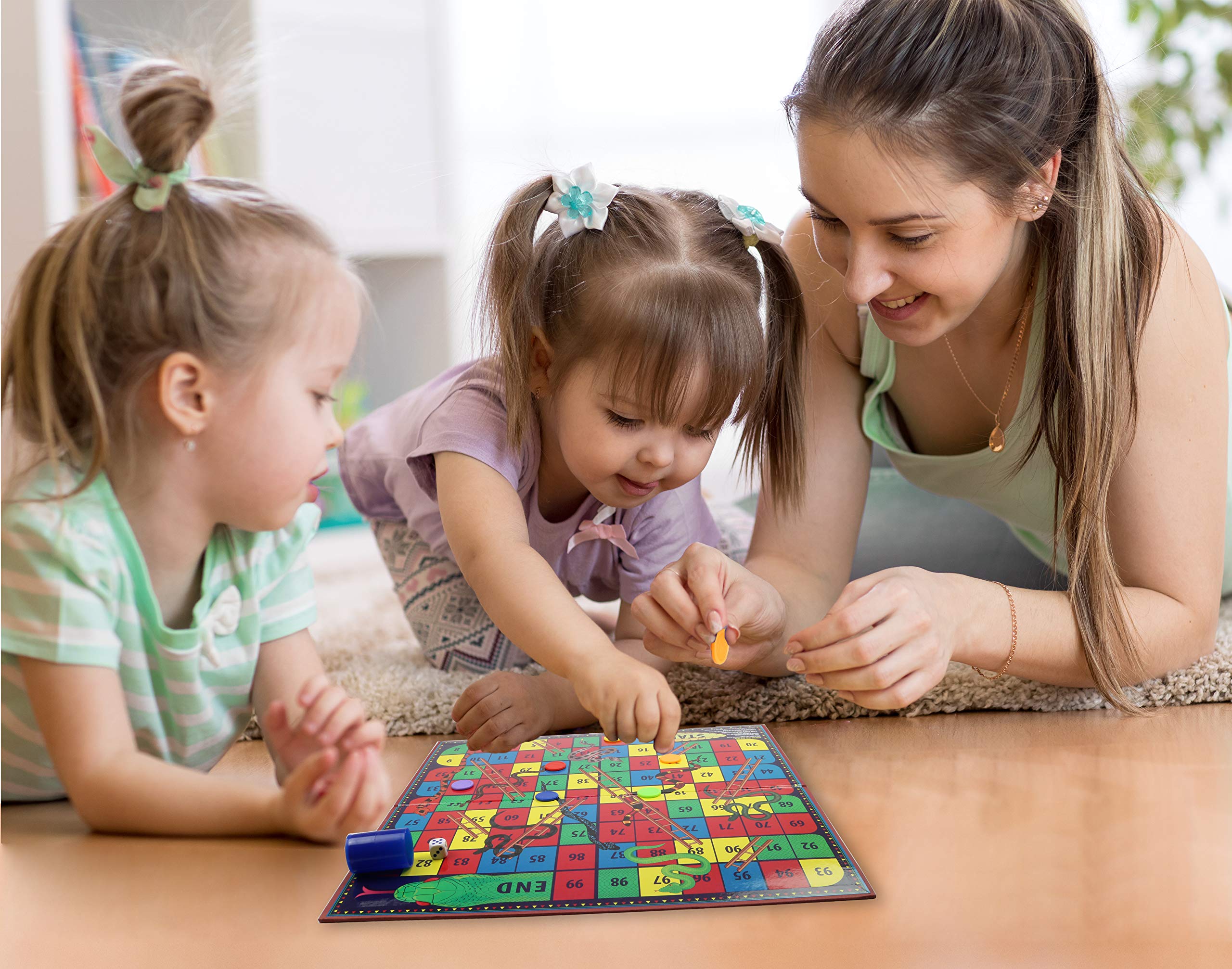 Snakes and Ladders Board Game for All Ages - Fun Family Games Snakes and Ladders for 2-6 Players