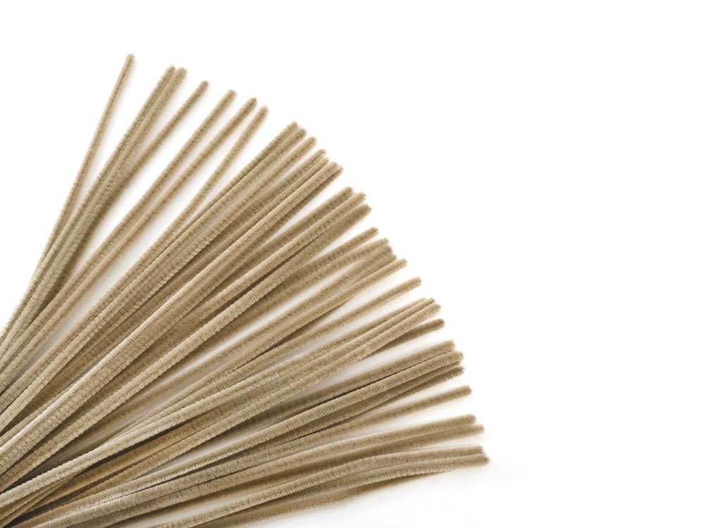 Krafty Kids GC024A 40 Piece Chenille Stems Pipe Cleaners, 6mm by 12", Beige