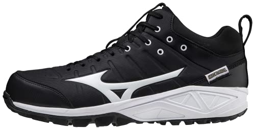 Mizuno Men's Ambition 2 All Surface Mid Turf Shoe, Black-White, 10.5