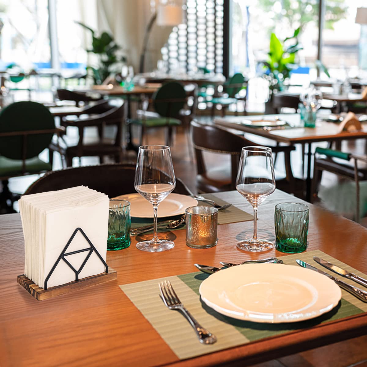 Choxila Napkin Holder for Table, Napkin Dispenser with Black Metal Wire for Modern Farmhouse Decor Restaurant Kitchen Decor