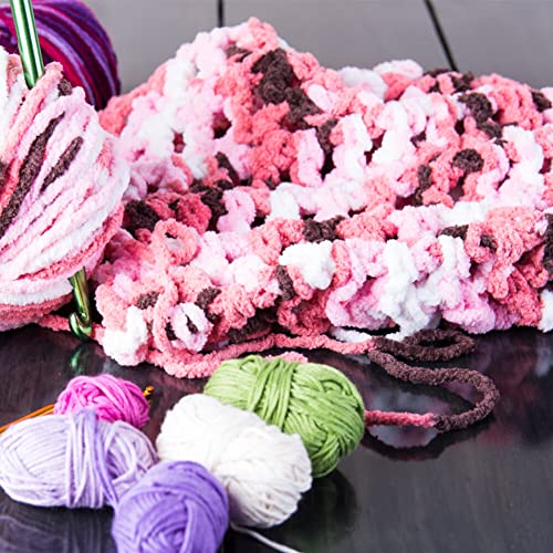 Chenille Chunky Yarn Arm Knitting Thick Velvet Crochet Yarn Fluffy Soft Chenille Knitting Yarn for Crocheting Blankets Stuffed Animals Bags Hats Gloves Slippers, 165g