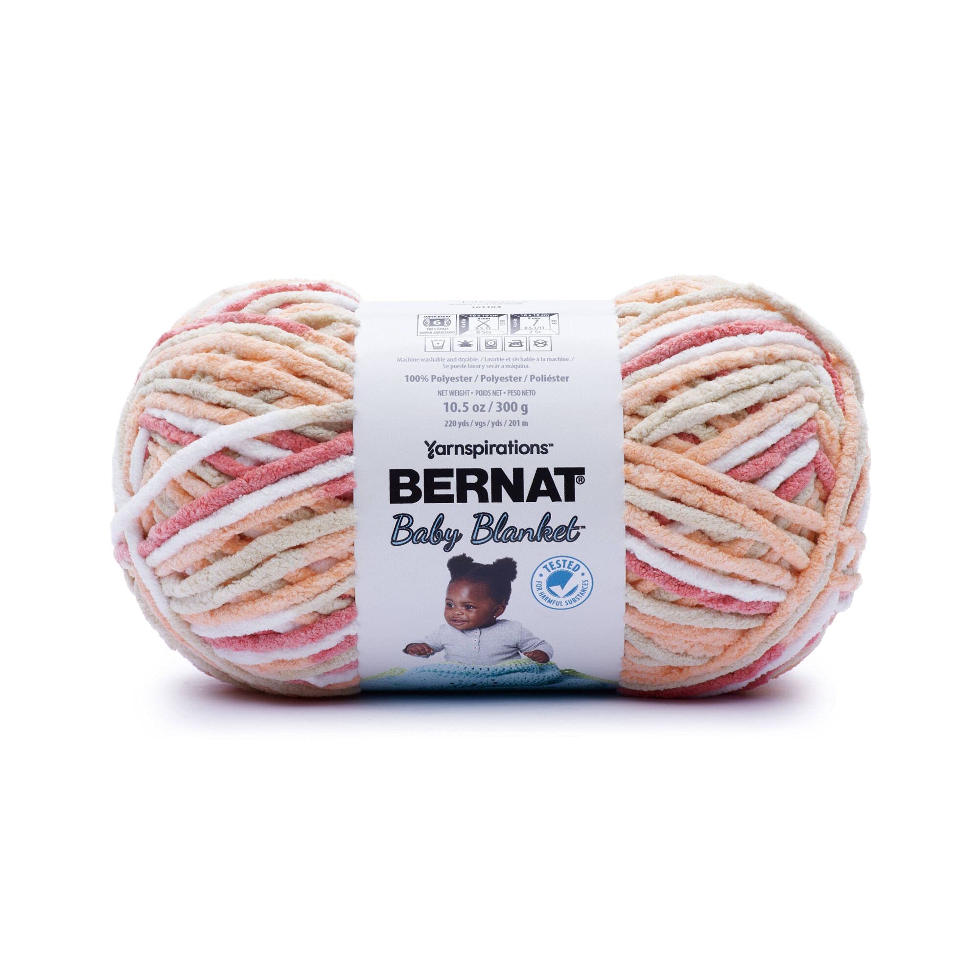 Bernat Blanket Yarn 4 Pack Big Balls Polyester Dye Lot Matched Peach Blooms Baby Blanket Peach Blooms Blanket X Large