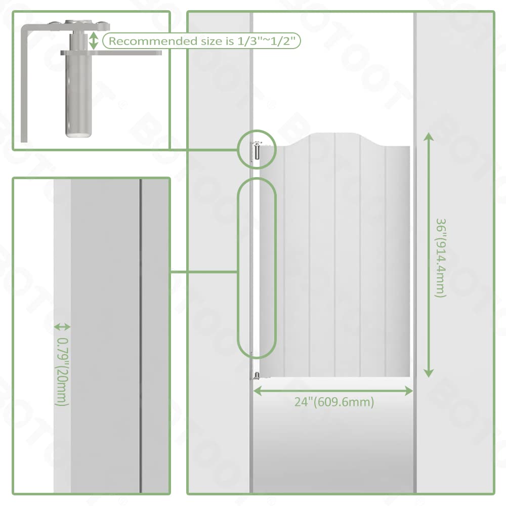 BOTOOT Swinging Door for 24/30/32/36 inches Width Vertical Stripe Cafe Door Bar Kitchen Bathroom Partition Door Two-Way Opening Automatic Closing Half Waist Door (32×42 inches)