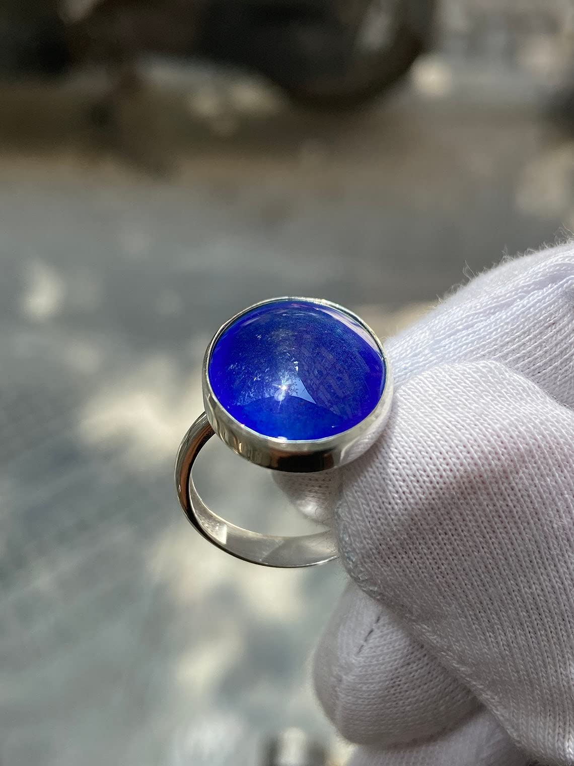 Silver Oval Sense Stone Ring, Handmade Ring, Color Changing Ring, Color by Temperature Mood Charm, 925k Sterling Silver Ring