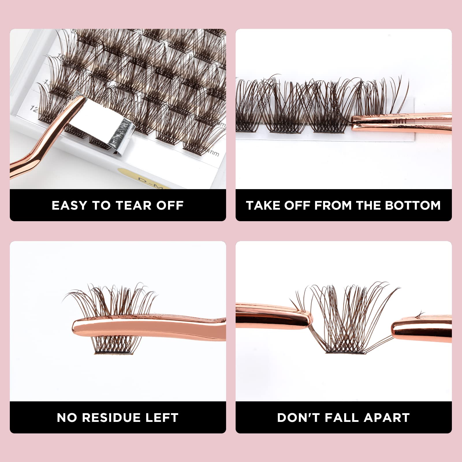 Colored Lash Clusters DIY Eyelash Extensions 72 C/D Curl Colored Cluster Lashes Brown Blue Purple Green Red Individual Lashes Cluster Eyelash Clusters Thin Band DIT at Home(Volume Brown-D mix8-16)