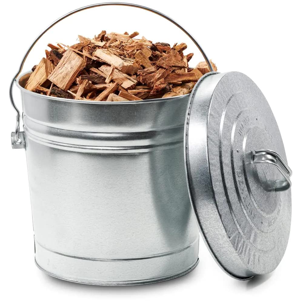 Galvanized Steel Trash Can, 10-Gallon, Multicolor - metal trash can - Trash can with lid - Kitchen Trash can - Outdoor Trash can for Patio - Camping Trash can - metal container with lid.