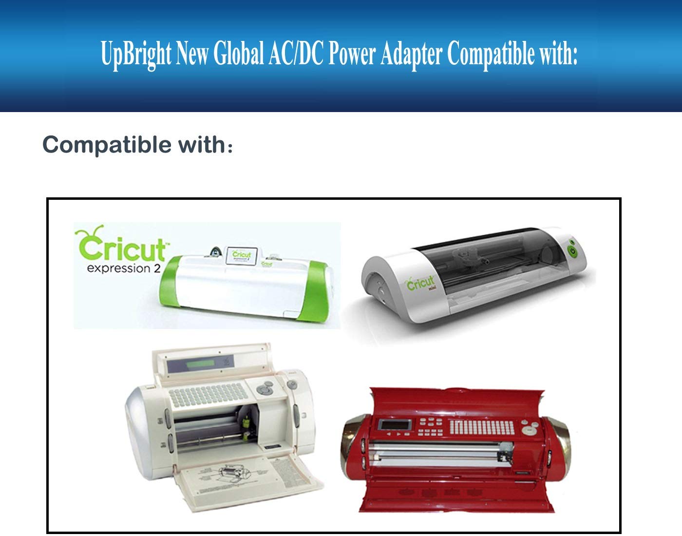 UpBright 18V 2.5A AC/DC Adapter Compatible with Cricut Explore Air 2 Expression 2 Create Mini Cake Maker Cutting Machine Cutter 14-0001 JOD-SWR-05758 KSAH1800250T1M2 KSAS0451800250M2 Power Supply Cord