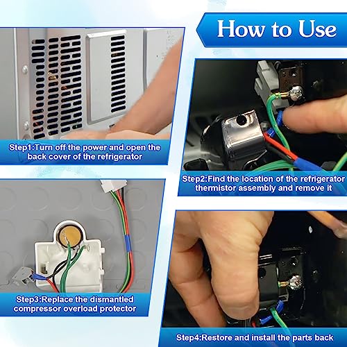 Dreyoo 2 Pcs Refrigerator Compressor Overload Protector, Replacement for 6750CL0001D Thermistor Assembly Parts, Replacement and Compatible with Some/LG and Kenmore Refrigerators