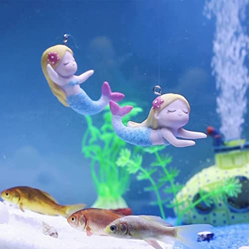 Floating Fish Tank Decor, Resin Mermaid Aquarium Decorations for Aquatic Pets Cartoon Aquarium Ornaments Fish Tank Accessories