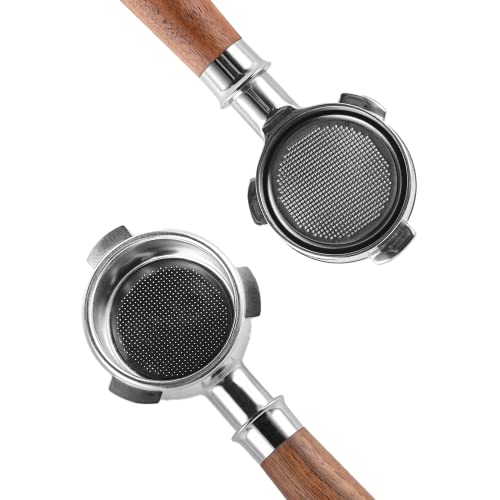 CrossCreek 54mm Espresso Bottomless Portafilter with 3 Ear | Fits 54mm Breville/Sage Barista Espresso Machine | Stainless Steel Basket and Walnut Handle | Espresso Accessories