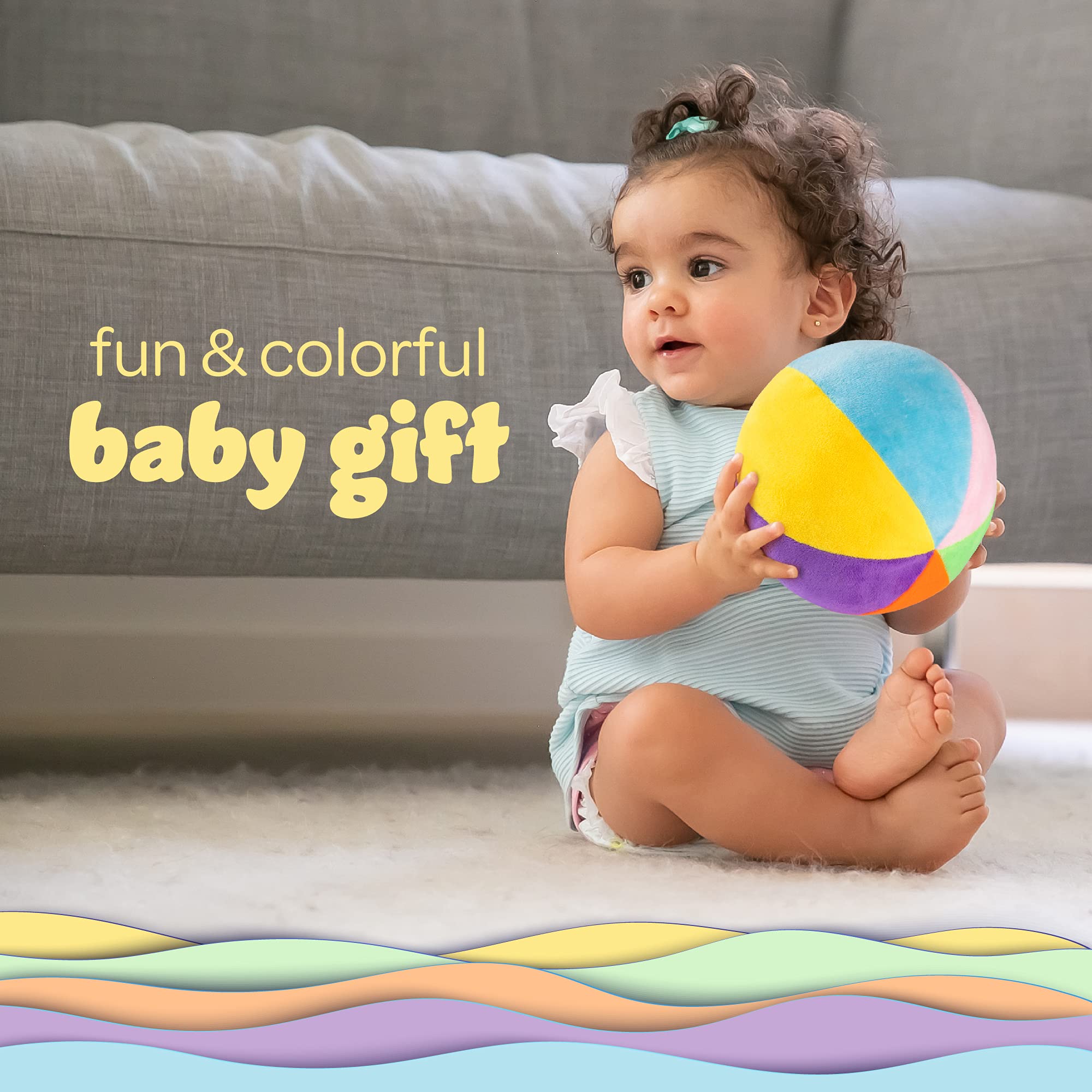 Plush Rainbow Fabric Ball Rattle | Soft Plush Ball for Baby & Toddlers | Baby First Ball | Infant Rattle Ball Toy | Rainbow Plush Ball | 0-36 Months