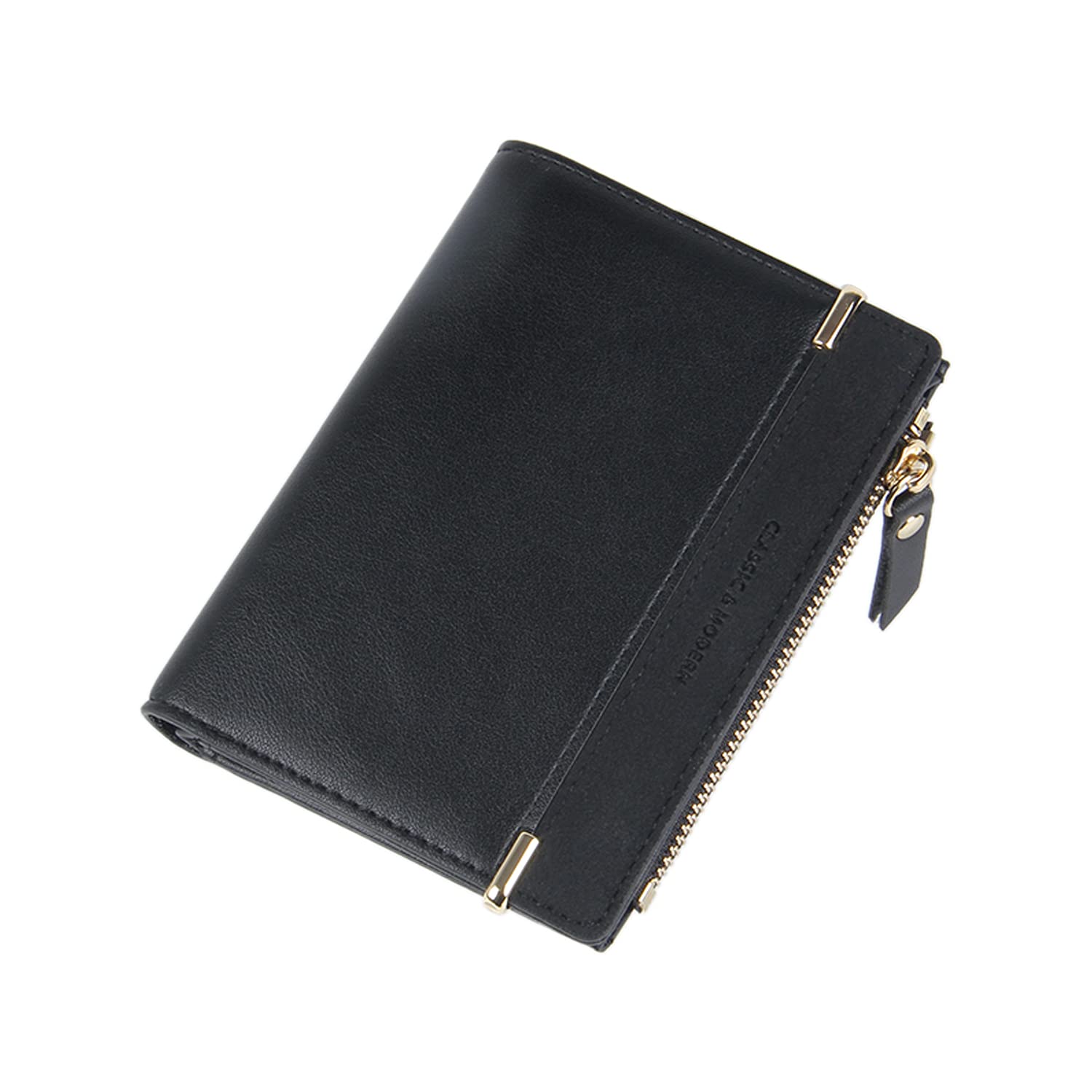 SUKUTU Ladies Purse, Women's Wallet PU Leather Wallet Small Bifold Womens Wallet Card Holder Zipper Coin Purse, Black, One Size
