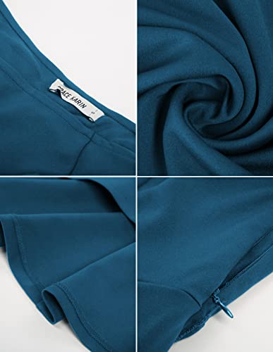 GRACE KARIN Women's One Shoulder Dress Flared Short Sleeve A-Line Cocktail Short Dress for Wedding Guest Teal Blue M