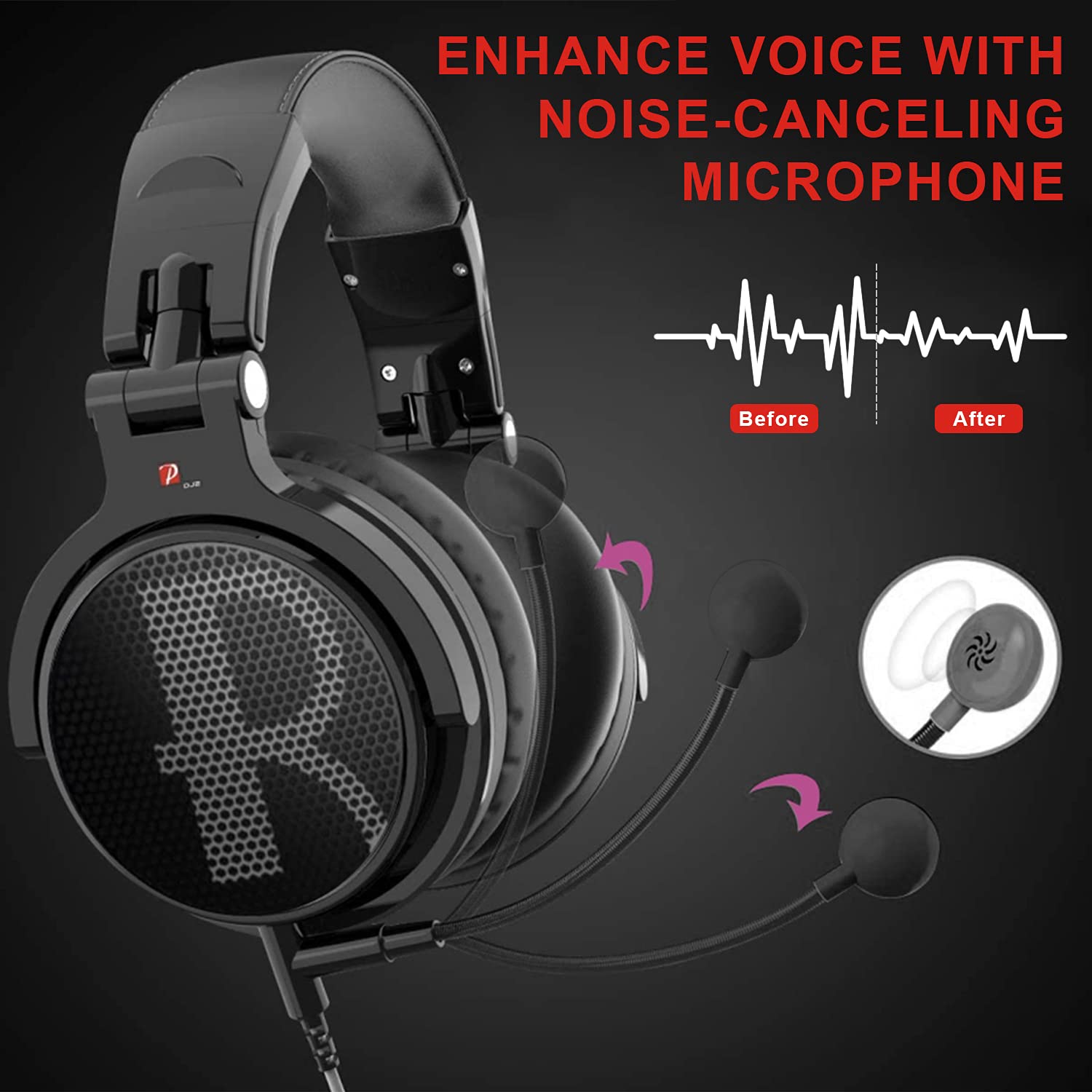 Prosonic DJ2KG Headsets with Boom Mic, Wired Over Ear Headphones for Business Meeting, Skype Zoom, PC Gaming,PS4, Xbox One, Discord, Podcast, Headset with SharePort & Volume Control (Black)