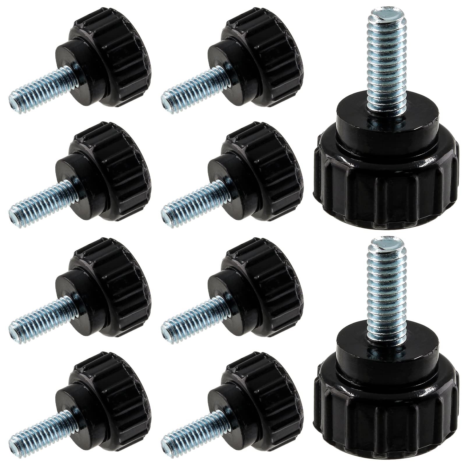 BokWin 20 Pcs Round Knurled Threaded Screws,M4x15mm Black Carbon Steel Thumbscrew for Monitor Computer Machinery