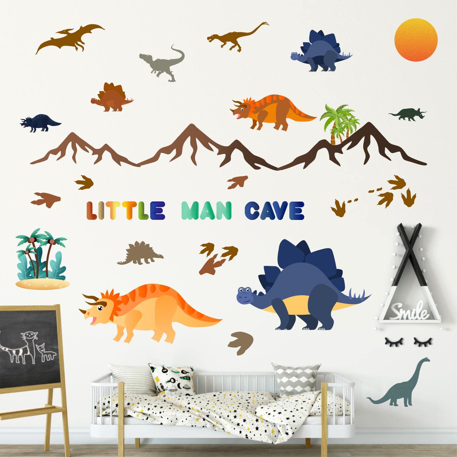 Colorful Dinosaur Wall Decals Peel and Stick