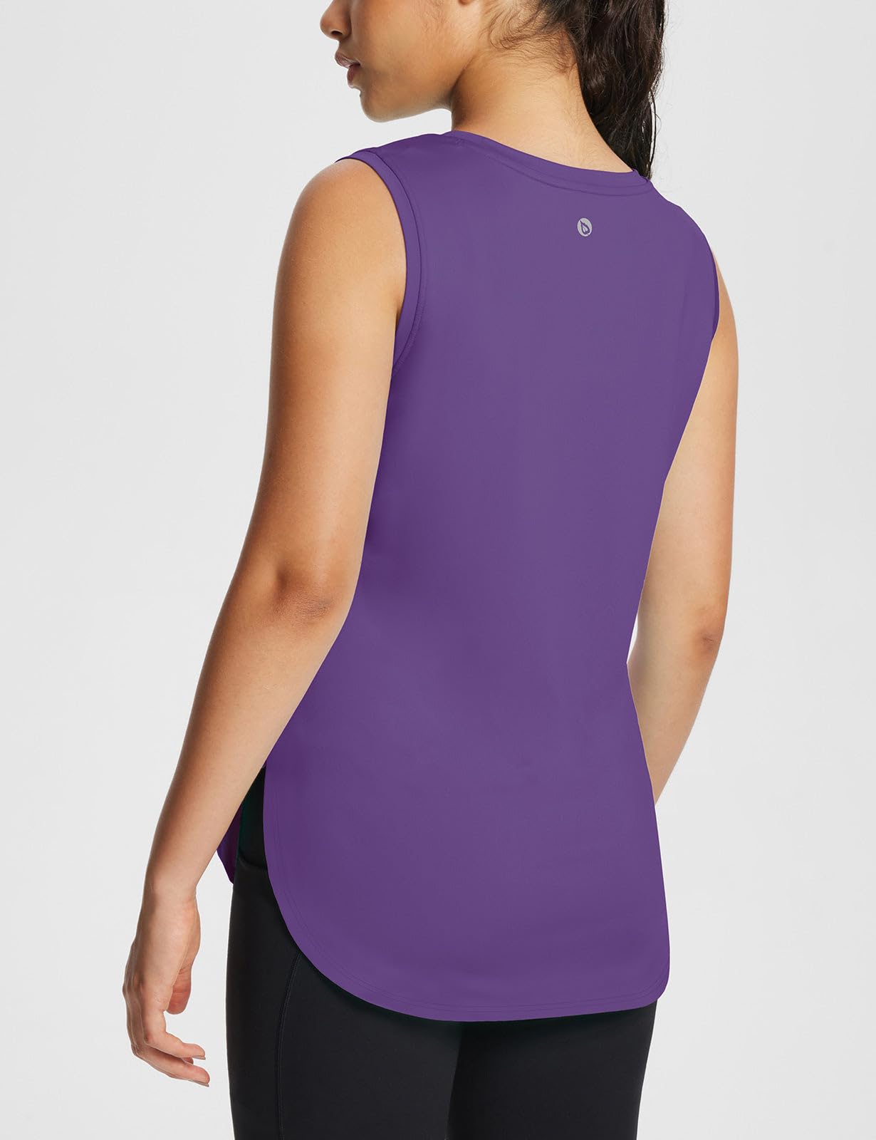 BALEAF Women's Workout Tank Tops Sleeveless Athletic Tennis Exercise Running Shirts with Side Slit Purple L