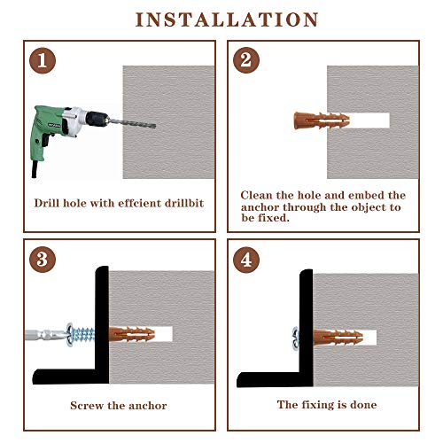 HongWay 370pcs Plastic Drywall Wall Anchors Kit with Screws, Includes 5 Different Assorted Size Anchors and Screws