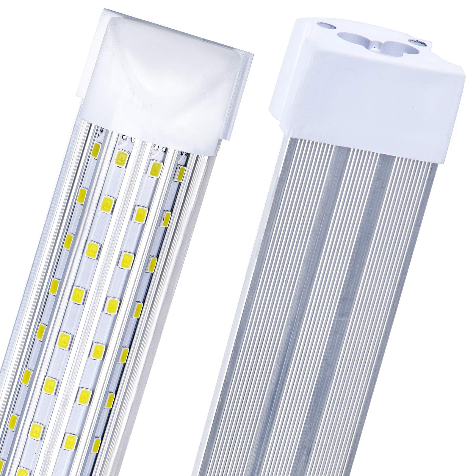 FTUBET (6- Pack) 4FT LED Shop Light, 55W 5000K Daylight White 7500LM Super Bright T8 Integrated Fixture U-Shape 4 Rows Linkable Tube Lights for Garage Warehouse Workshop Basement Plug and Play