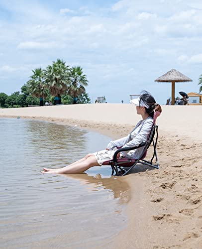 iClimb Low Wide Beach Camping Folding Chair with Side Pocket and Carry Bag (1, Navy)