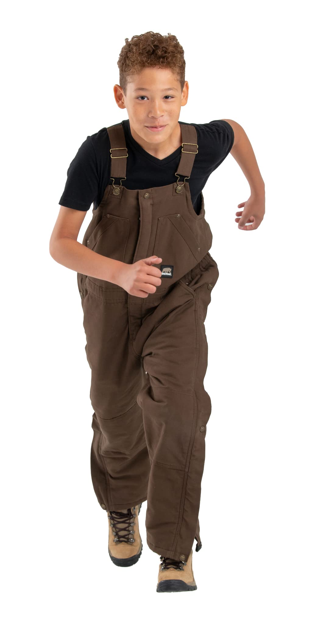 Berne Youth Softstone Insulated Bib Overall, X-Small Regular, Bark