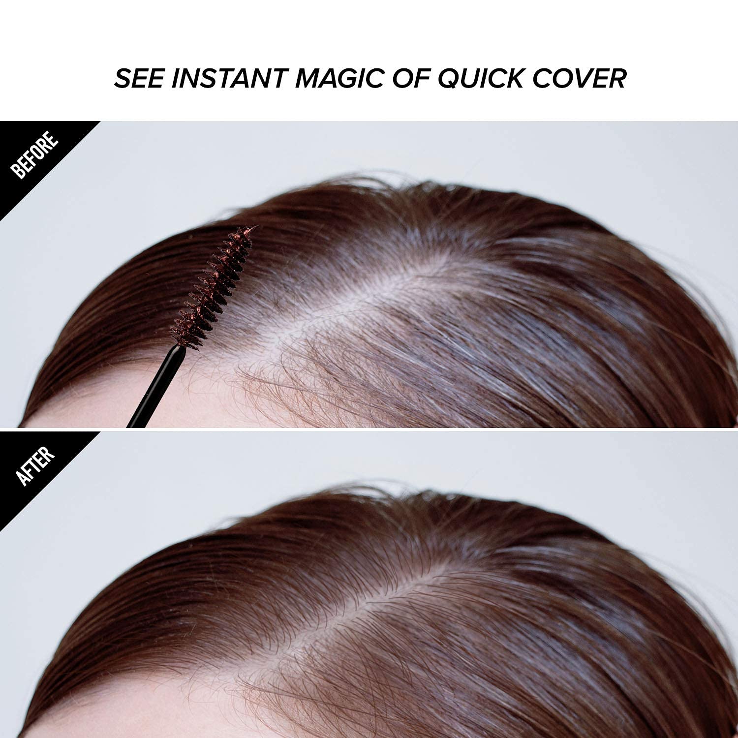 RED by Kiss Quick Cover Root Touch Up Rescue, Mascara Natural Water-Resistant Temporary Gray Concealer Cover Up Brush for Hair Mustache & Beard (Dark Brown)