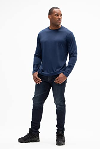 DEVOPS Men's 3Pack UPF 50+ Dri fit Workout Moisture Wicking Long Sleeve T-Shirt (Medium, Navy/Safty Green/White)