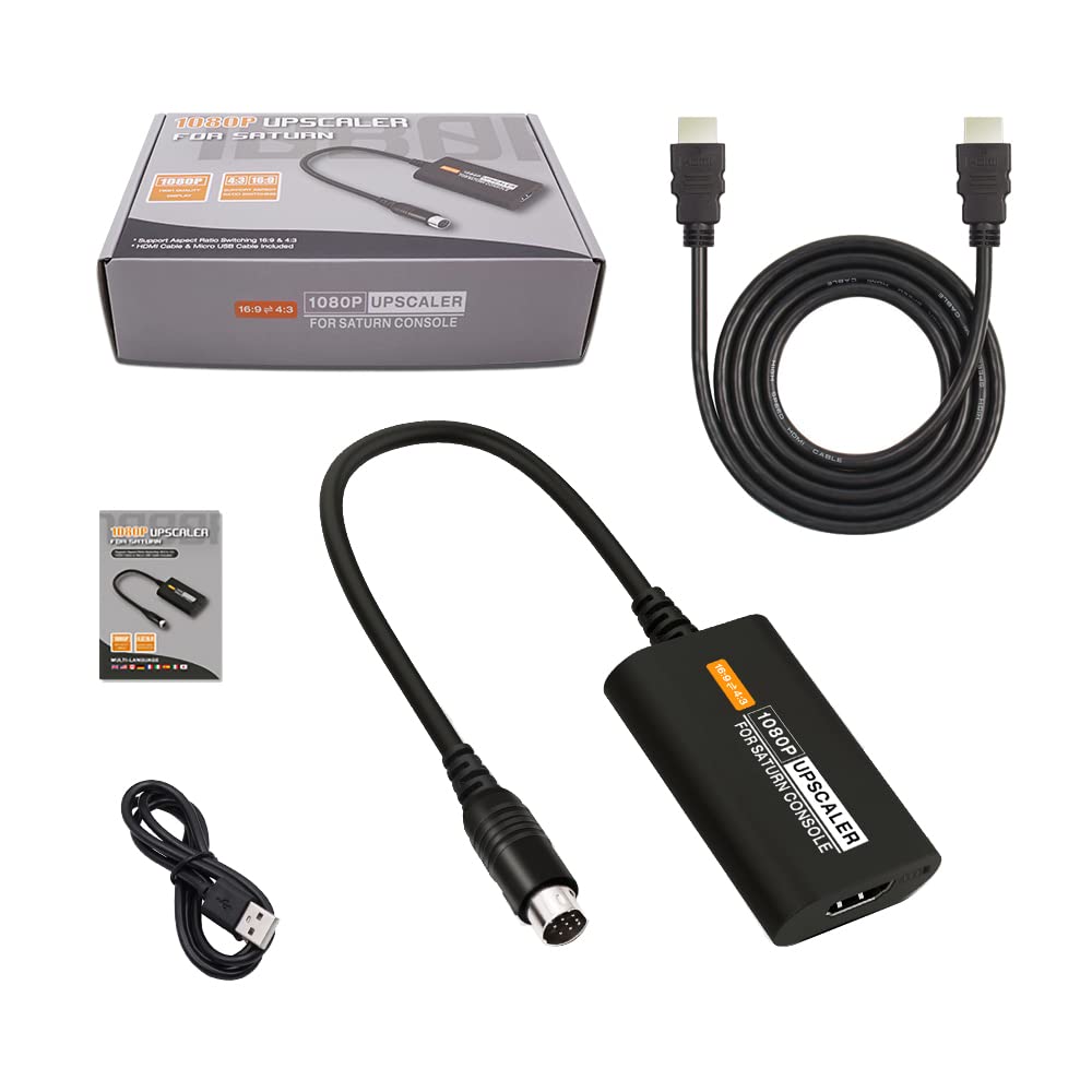 Kacenray HDMI Converter for Sega Saturn 1080P Upscaler HDMI Adapter Cable S-Video Input 4:3/16:9 Aspect Ratio Switching
