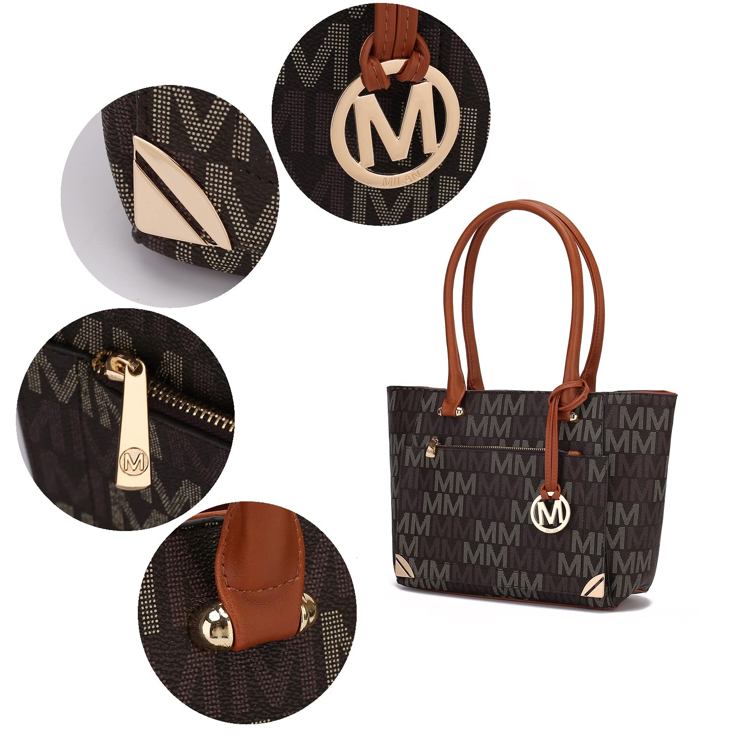 MKF Collection 3-PC Set, Shoulder Bag for Women, Small Tote Handbag & Wristlet Purse – Top Handle PU Leather Handdbag by Mia K