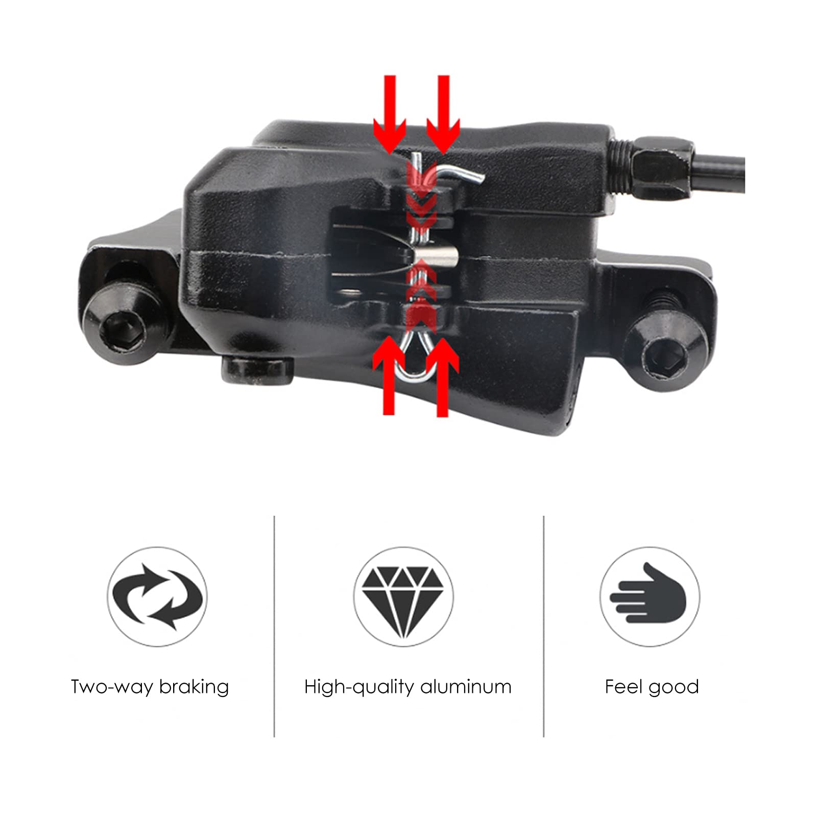 Bicycle Disc Brake Kit, MTB Hydraulic Disc Brakes Set with Calipers Left Front 800mm Right Rear 1400mm Hydraulic Brake Set for Mountain Bike, MTB, Ebike, Scooter