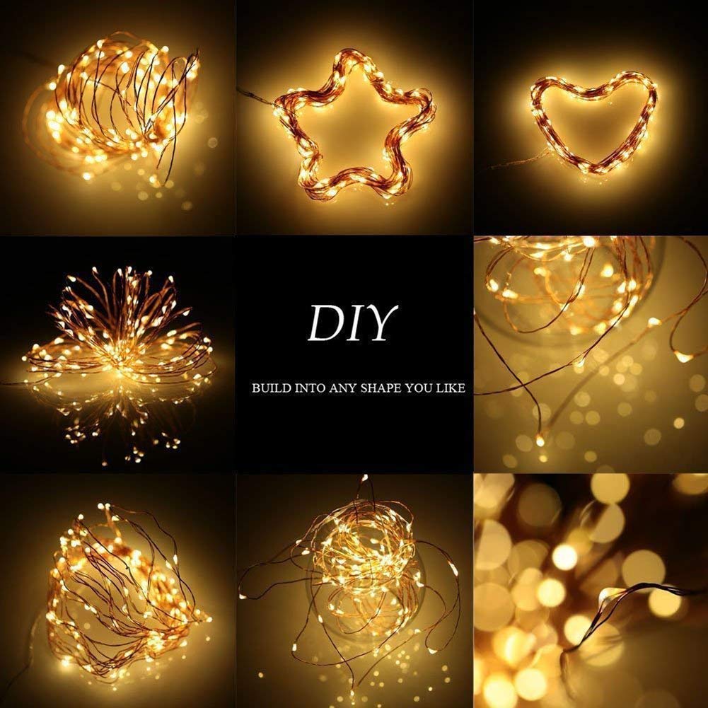 LRIFUE Solar 8 Lightning Modes Powered String Light 55ft/17m 240 LEDs Starry String Lights Copper Wire Lights Ambiance Lighting for Outdoor, Gardens, Homes, Dancing, Christmas Party(Warm White)