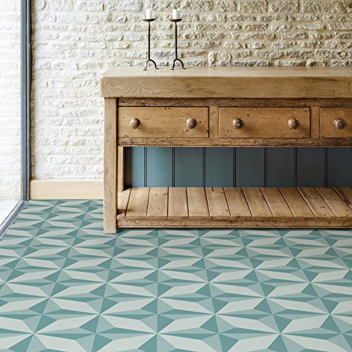 FloorPops FP3563 Topaz Peel & Stick Floor Tiles, Blue (Pack of 2)