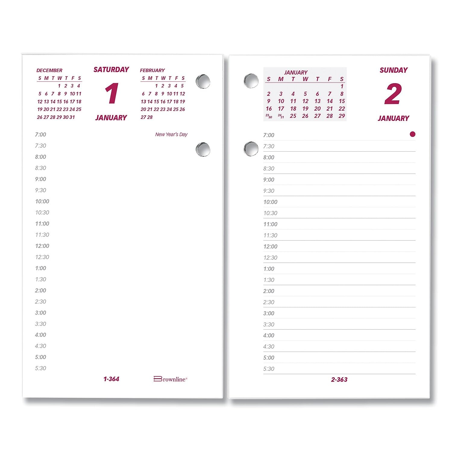 Brownline 2024 Daily Desk Calendar Refill, 12 Months, January to December, 6" x 3.5" (C2R-24)