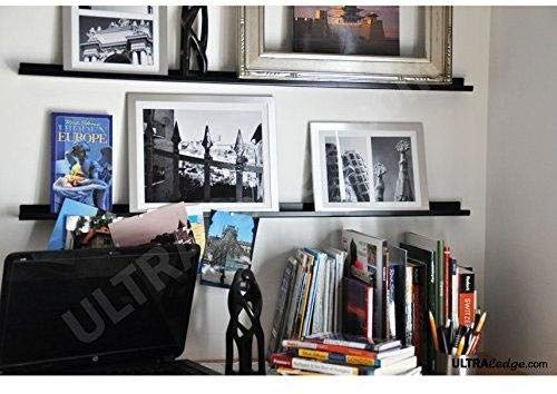 ULTRAledge 5'/60" Art Display/Picture Ledge/Floating Shelf, Metal, Modern (2" deep, Black)